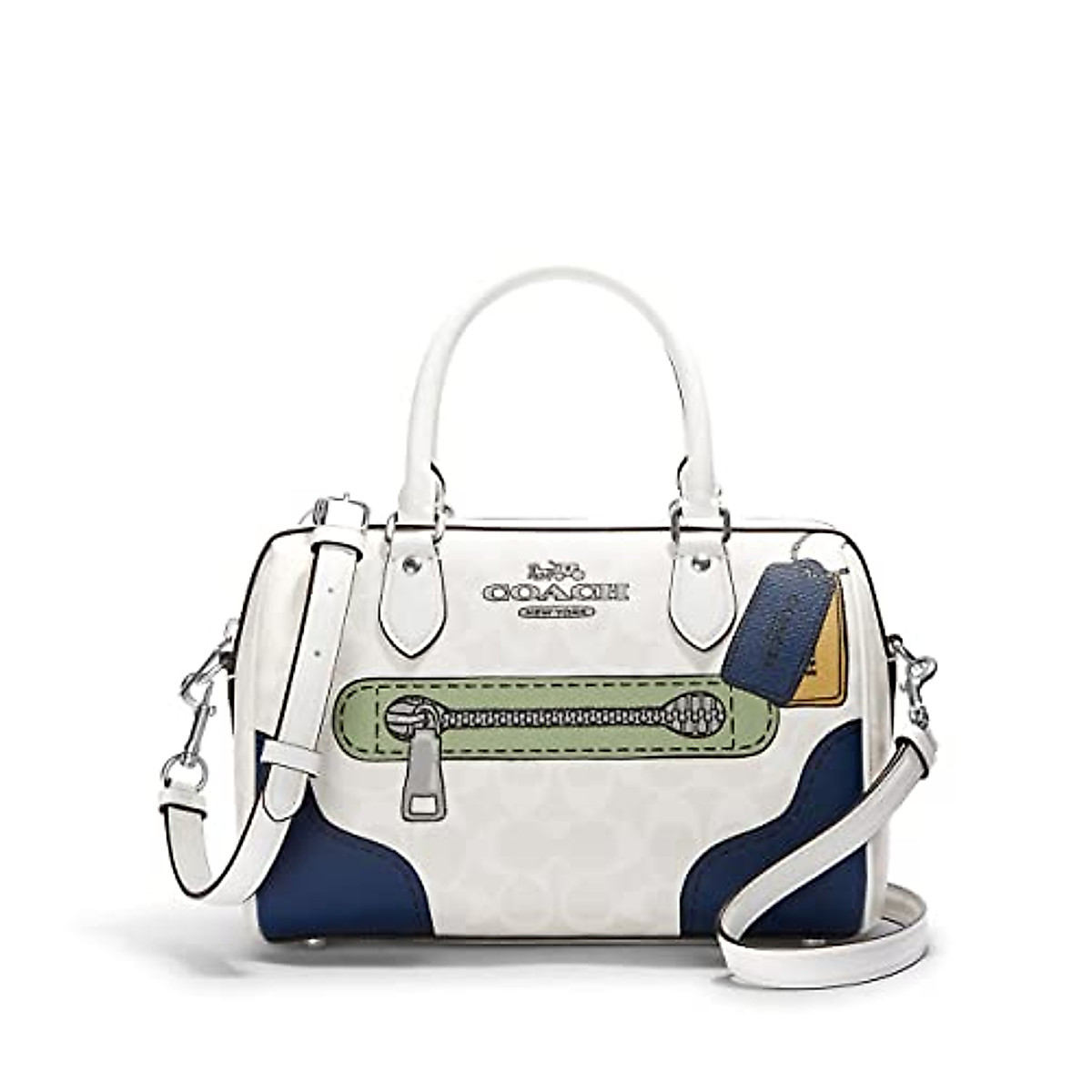 COACH Rowan Satchel In Signature Canvas, Illusion Glacier White Multi