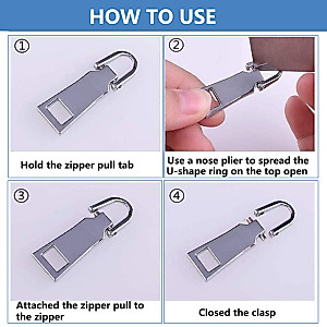 Zipper Pull Replacement,Metal Zipper Handle Mend Fixer Zipper Tab Repair for Luggage Suitcase Bag,Backpack,Jacket Bags,Coat Boots (Black)