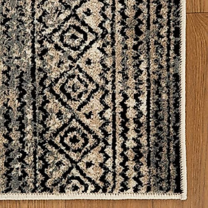SUPERIOR Indoor Small Area Rug, Geometric Aztec Decor for Office, Home Entry, Dining, Dorm, Kitchen, Hardwood Floor, Living Room, Bedroom, Jute Backing, Navajo Collection, 5' x 8', Cream