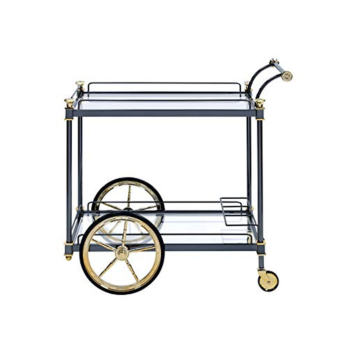 ACME Cyrus Serving Cart - - Black/Gold & Clear Glass