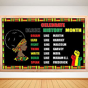 Black History Month Backdrop, 71"X43" Black History Month Banner Black History Month Bulletin Board Decorations for Classroom African American Celebration Decoration and Supplies