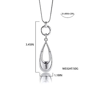 welbijoux Long Necklaces for Women Waterdrop Pendant Sweater Layered Y Statement Bohemian Silver Chain Necklace with Gifts Box Jewelry