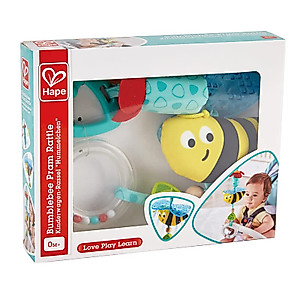Hape Bumblebee Pram Rattle | Clip-On Rattle Pram Bassinet and Pushchair Baby Toy – Suitable for Newborns,Multicolor, L: 15, W: 1.8, H: 4.3 inch
