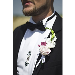 Alizeal Men's Pre-Tied Adjustable Length Solid Color Tuxedo Party Bow Tie, Champagne