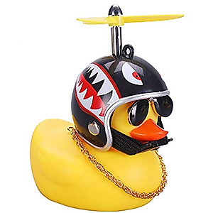 wonuu Rubber Duck Toy Car Ornaments Yellow Duck Car Dashboard Decorations with Propeller Helmet