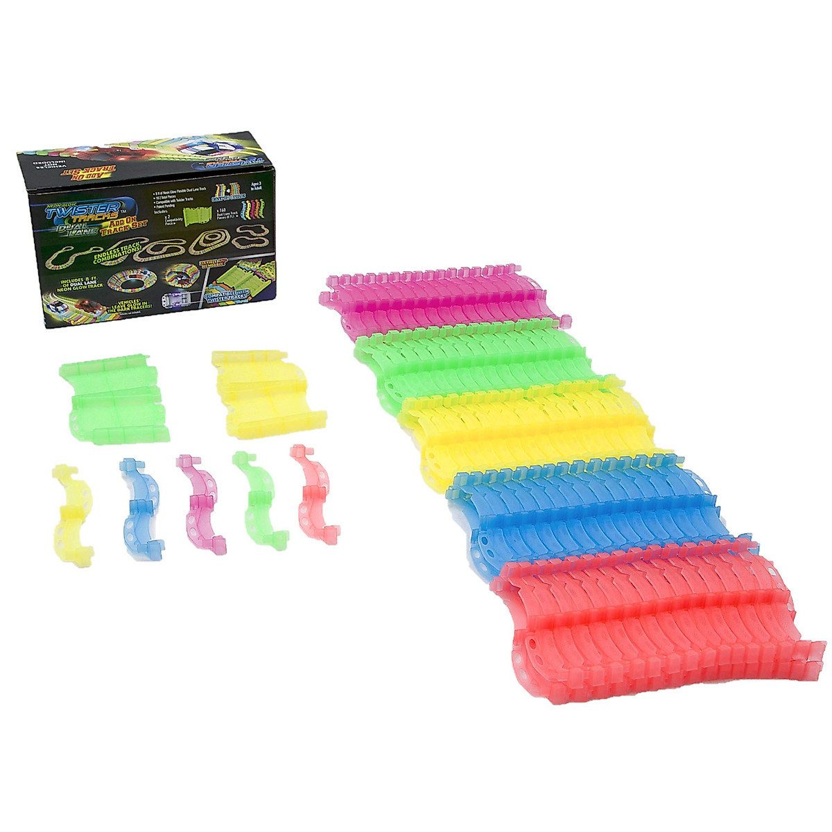 Mindscope Twister Tracks Radio Control Dual Lane Police Chase Glow in The Dark Track Set with 2 Cars and 2 Radio Controls RC