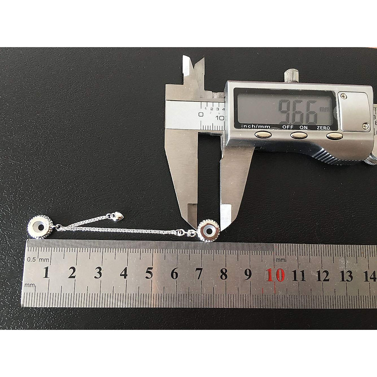 Heart Safety Chain Charm 925 Sterling Silver Beads fit Pandora Charms Bracelet & Necklace (White Safety chain)