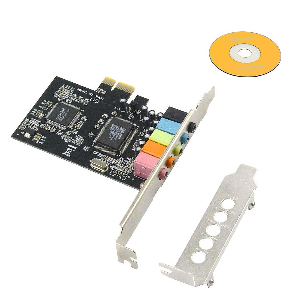 GODSHARK PCIe Sound Card, 5.1 Internal Sound Card for PC Windows 8 7 with Low Profile Bracket, 3D Stereo PCI-e Audio Card, CMI8738 Chip 32/64 Bit Sound Card PCI Express Adapter