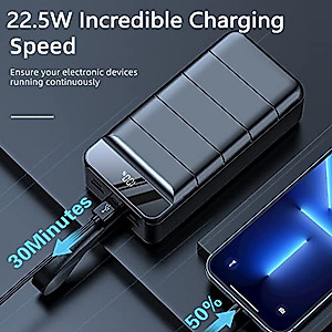 Power Bank 50000mAh, 22.5W PD Quick Charge Portable Charger with 4 Outputs & 3 Inputs & Flashlight and LED Display, Huge Capacity Safer External Battery Pack for Smartphone, Android, Tablet & etc