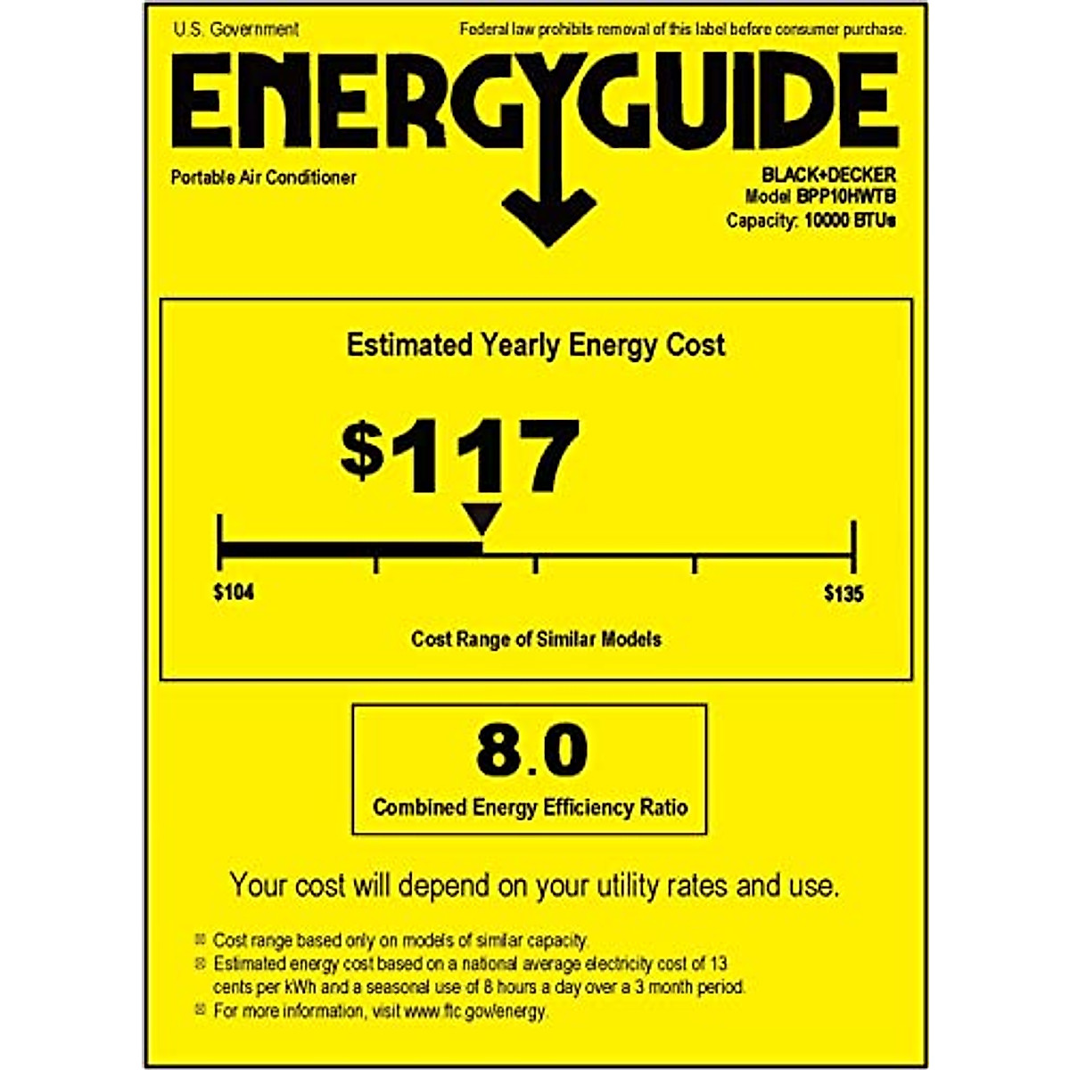 BLACK+DECKER 14,000 BTU Portable Air Conditioner with Heat and Remote Control, White