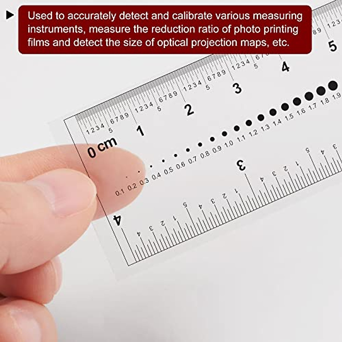 HARFINGTON 2pcs Film Flexible Ruler 4 Inch 0.1mm Scale PET Plastic Folding Straight Ruler Calibration Soft Ruler Measuring Tool for Factory, Transparent