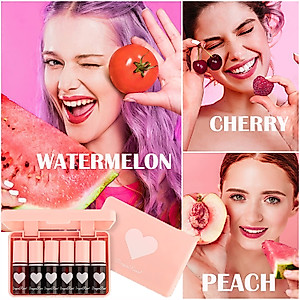 Sulily 6 Colors Lip Tint Stain Set,Plumping Mini Velvet Lip Tint,Hydrating Moisturizing Lip Cheeks and Eyes,Waterproof&Long Lasting,Natural Glossy Korean Lip Tint Stain Non-Sticky