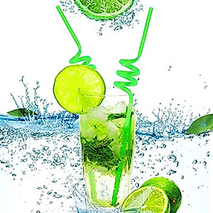 Reusable Drinking Straws, Dfinego Drink Straws Curly Loop Colored Plastic Straws for Fruit Juice, Novelty Party Favors Supplies - Random