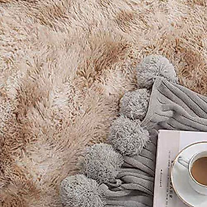 Textured Soft Blanket, Warm and Lightweight Throw Blanket, Cute Shaggy Bedside Blanket Floor Mat Carpet Household Living Room Bedroom Decor - Coffee 5080cm