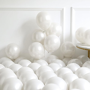 White Bow Balloon Arch Kit 143PCS Double Stuffed Neutral Pearl White Sand Beige Cream Balloon 18/10/5 Inch Different Sizes for Bowtie Theme Bridal Shower Wedding Baby Shower Birthday Party Decoration