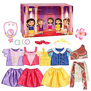 BiBiblack Girls Princess Dressup Trunk - 22PCS Pretend Play Costume Set Dressup Play Clothes for Little Girls Ages 3-6 Years