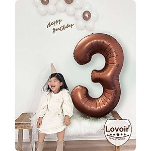 40 Inch Coffee Brown Number 1 Balloon Large Size Jumbo Digit Mylar Foil Retro Brown Helium Balloons for Birthday Party Celebration Decorations Graduation Anniversary Baby Shower Photo Shoot