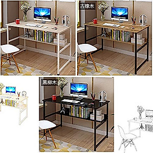 TOPYL 39inch Computer Desk with Bookshelf,Modern Sturdy Writing Desk - Family Workstation with 2 Tier Shelves,Simple Style Desk for Home Office