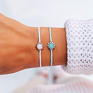 Pura Vida Silver Sunkissed Bracelet - Waterproof, Adjustable - Winterfresh Green