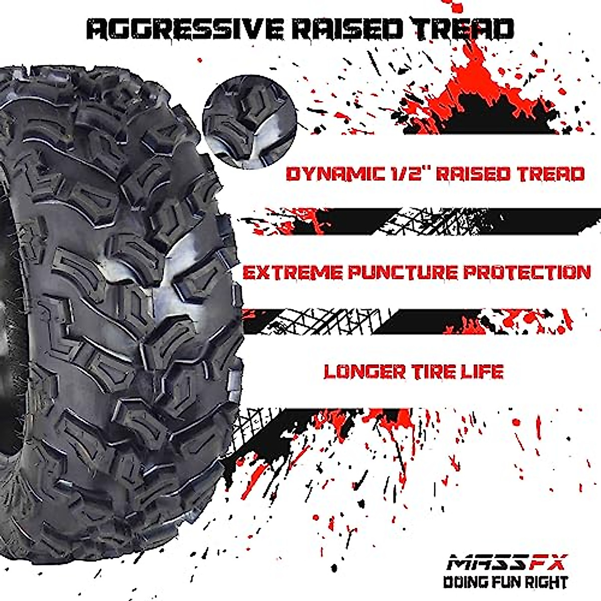 MASSFX QL ATV UTV 25x11-10 Rear Tire 25" 25x11x10 6Ply (2 Pack)