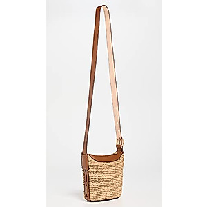 rag & bone Women's Belize Mini Bucket Bag Straw, Natural, Tan, Brown, One Size