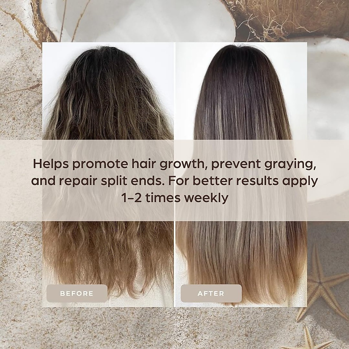 Organic Coconut Hair Mask for Hair Growth and Volume, Moisturizing and Deep Conditioning Mask For Dry Damaged Hair, Hair Tchicking Treatment Cream Mask, Fights Breakages and Split Ends