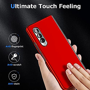 RLUYIDIKS for Samsung Galaxy Z Fold3 Case,Slim Hard PC Matte Phone case,Wireless Charging Compatible 7.6inch Lightweight Slim Protective Case for Samsung Galaxy Z Fold 3 5G,Red RUS02-06 CP