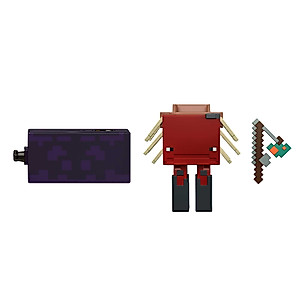 Mattel Minecraft Craft-A-Block Strider Figure, Authentic Pixelated Video-Game Characters, Action Toy to Create, Explore and Survive, Collectible Gift for Fans Age 6 Years and Older