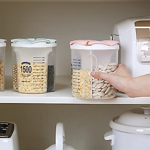 auons Airtight Kitchen Food Storage Container, Leak-Proof BPA Free Plastic Plastic Dry Cereal Dispensers Containers with Durable Lids for Flour, Sugar, Rice (1500ml-3 Grid)