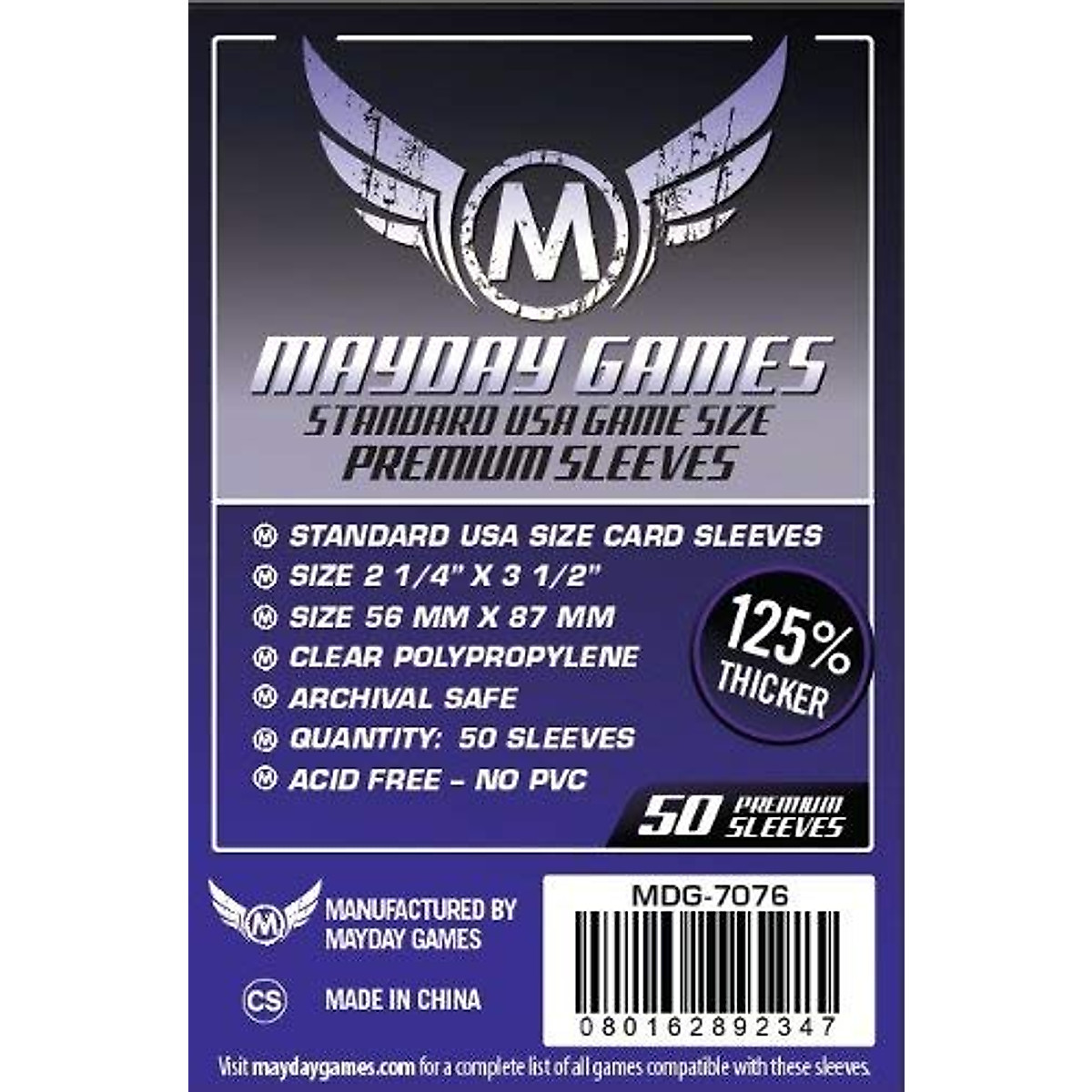 Mayday Games 7076 Usa Boared Game Sleeves,wood, Dark Purple