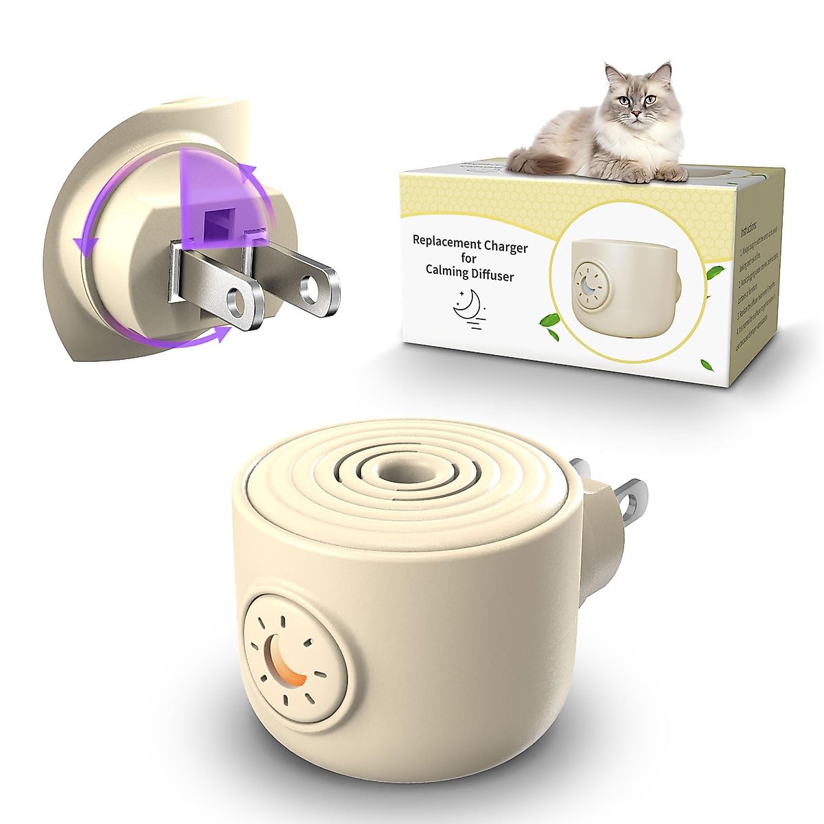 Cat Calming Diffuser Plug-in, Pheremones Calming Diffuser for Cats and Dog Multicat Diffuser Starter Kit Compatible with Cat Calming Spray, ONLY Diffuser Head