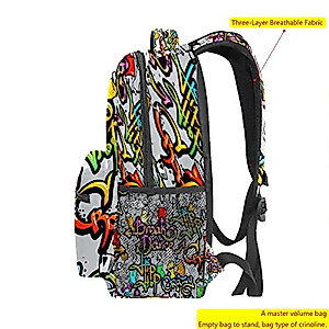 Graffiti Letters Backpack School Book Bag Laptop Backpacks Travel Hiking Camping Day Pack, One Size