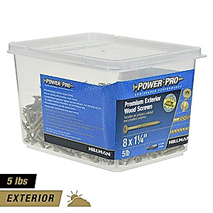 Power Pro 48605 Wood Screws, #8 x 1-1/4", Premium Outdoor Deck Screws, Rust Resistant, Epoxy Coated Bronze, 5lb Tub, 1215 pcs