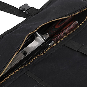 Chef's Knife Roll Bag With 10 Slots And 1 Large Zipper Pocket, Heavy Duty 16oz Waxed Canvas Knife Case