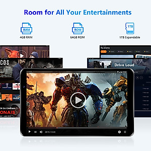 HAOVM 8 Inch Tablet, Android OS, Octa-Core Processor 2.0Ghz, 4GB RAM, 64GB ROM 1TB Expand, 5100mAh Battery, IPS HD Display, Built-in GPS, Dual Camera, 5G WiFi, FM, Parental Control, Gray