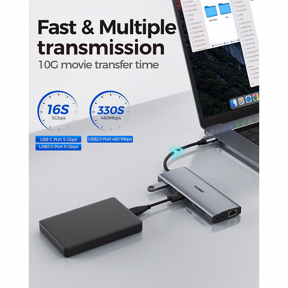 USB C Docking Station 3 Monitors 4K@60Hz, 14-in-1 Laptop Docking Station with 2 HDMI 4K@60Hz, DP 8K@30Hz/ 4K@144Hz, 3 USB 3.0, 2 USB 2.0, RJ45, Audio, PD 100W, USB-C HUB for Windows Laptop Accessories