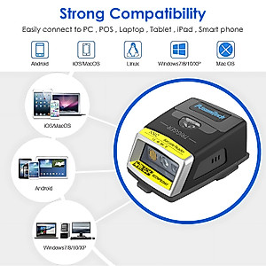 Posunitech Bluetooth Barcode Scanner 1D 2D NS02 with Lanyard Trigger Scanning Zebra SE4107 Compatible Android iOS PC IP65 NFC for Warehouse, Manufacturing, Logistics and Tough Environment