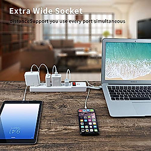 Firmyuan Power Strip 6-Outlet Surge Protector, 10ft, White