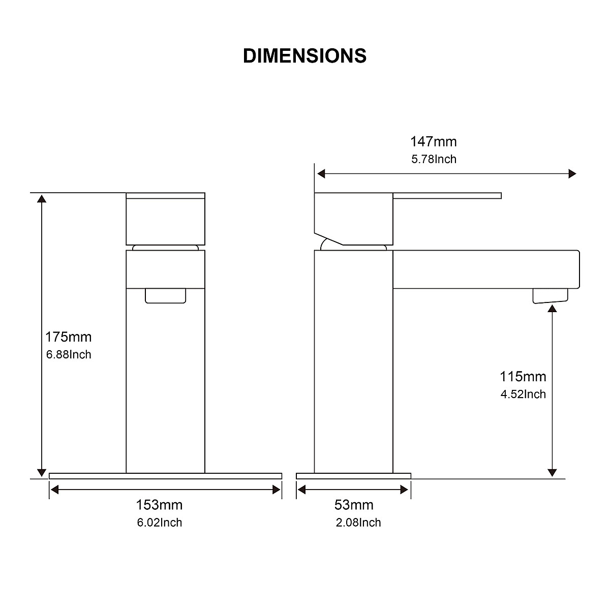 KirlystonE Black and Gold Bathroom Faucet, Modern Single Handle Square Vanity Faucet with Pop-up Drain for 1-Hole and 3-Hole Bathroom Sink Installation