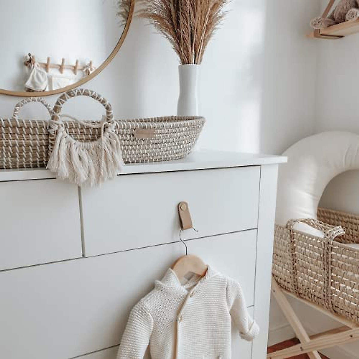 Muslin Changing Pad Cover - Set of 2 - Fits Moses Basket, Seagrass Baby Changing Basket, Baby Bassinet - Soft Organic Cotton - Natural Boho Gender Neutral Linen Bedding fitted Sheet for Oval Crib Pads