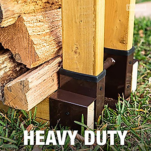 Tidyboss Outdoor Firewood Log Storage Rack | 2x4 Bracket kit | Adjustable to Any Length with Seal Strip, Gloves, Steel Plates and Screws (Dark Brown)