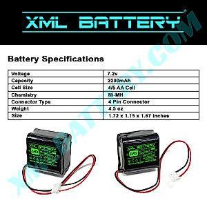 XML Battery (1 Pack) XB1918 Shark VX3 V1917 V1950 Euro-Pro Vacuum Sweeper 7.2v 3000mAh Ni-MH NIMH