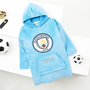 Manchester City F.C. Hoodie, Oversized Hoodie Blanket, Soccer Gifts for Boys Blue