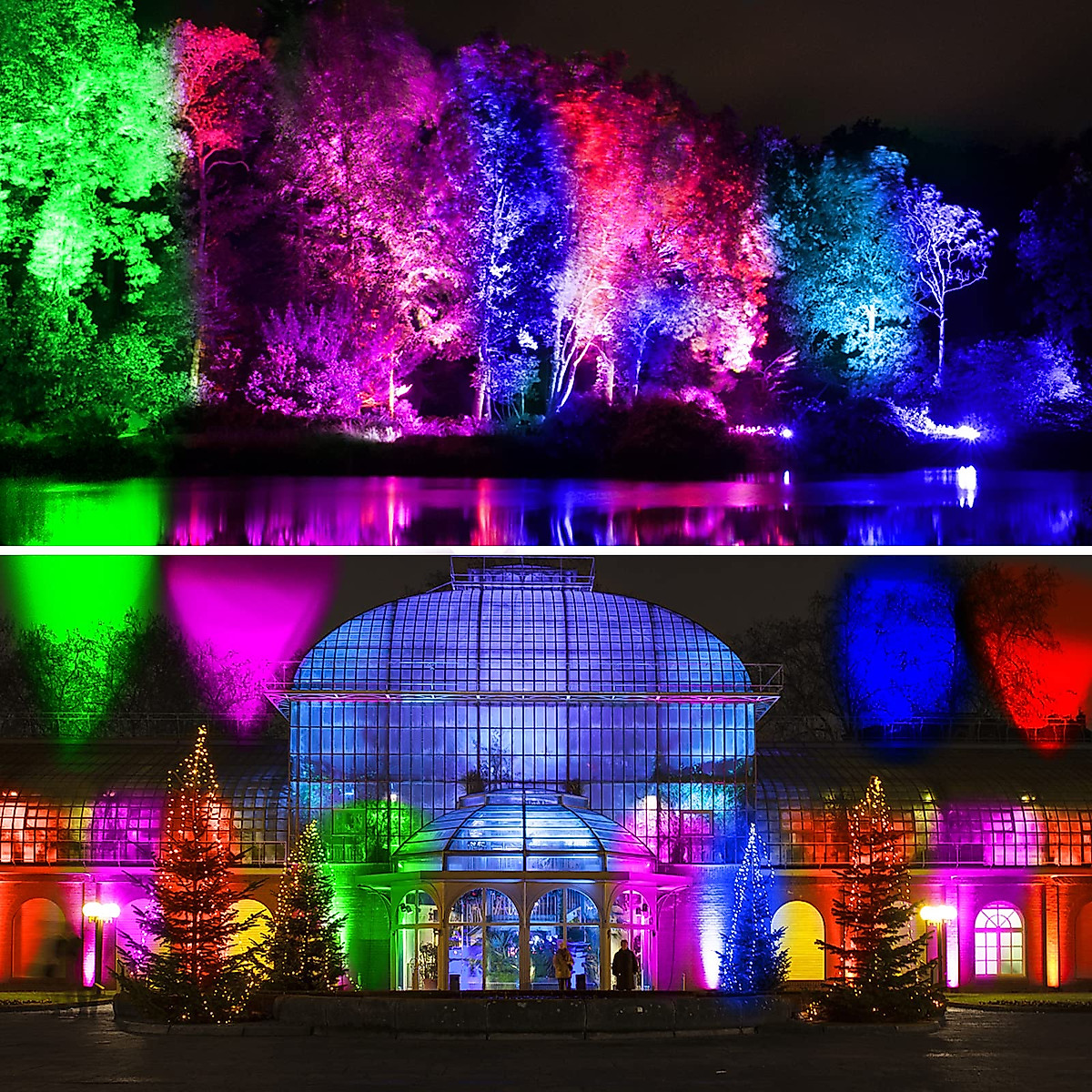 GZKANFUL RGB Yard Spot Light, Halloween Spotlights Outdoor Colored IP68 Waterproof Submerisible LED Pond Lights Dimmable Landscape Lighting with Staked Stand for Garden Lawn Pathway, 6 Lights