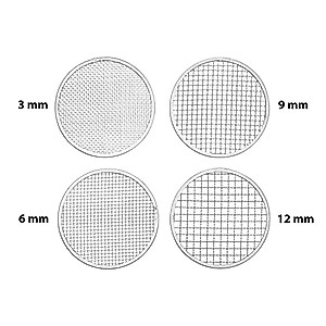 CLABBY ROUND LAKE Galvanized Iron Garden Sieve - Soil Sieves with 4 Interchangeable Mesh Sizes (3mm, 6mm, 9mm, 12mm) - Sifting Pan - Complete with Cotton Work Gloves