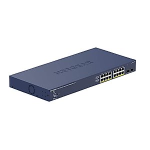 NETGEAR 18-Port PoE Gigabit Ethernet Smart Switch (GS716TP) - Managed, Optional Insight Cloud Management, 16 x PoE+ @ 180W, 2 x 1G SFP, Desktop or Rackmount, and Limited Lifetime Protection