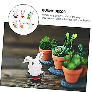 NOLITOY 6pcs White Rabbit Doll Ornament Lucky Statue Easter Rabbit Cake Cupcake Toppers Birthday Easter Miniature Figurines Chinese New Year Desk Ornament Bunny Pvc Child Gift Animal