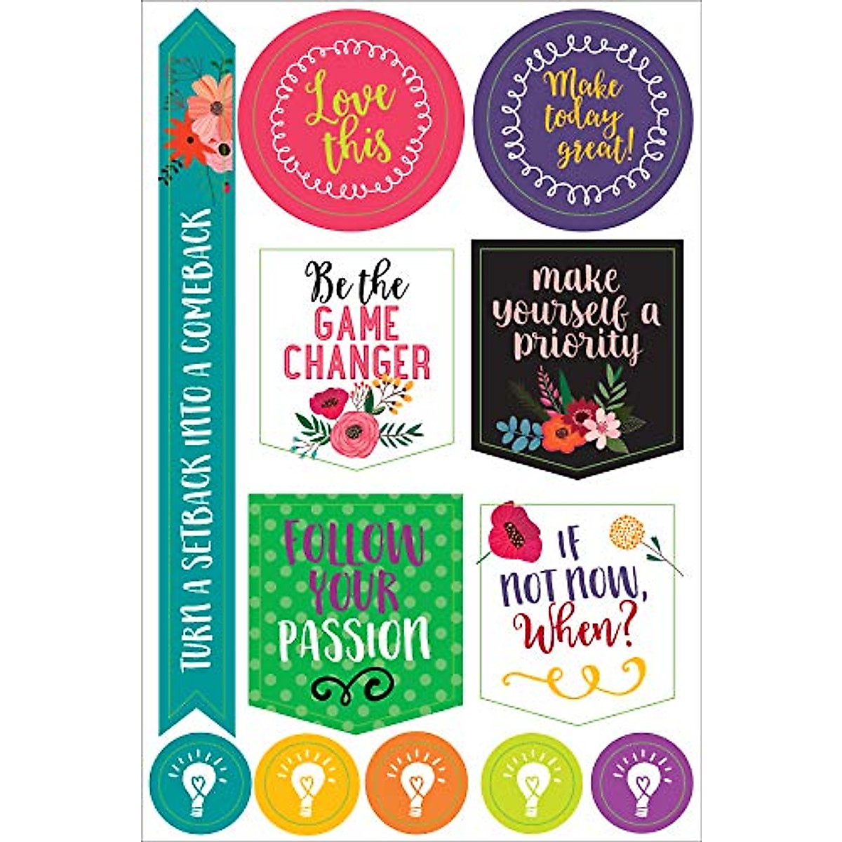 Essentials Planner Stickers -- Wake Up Kick Ass Repeat (Set of 150 Stickers)