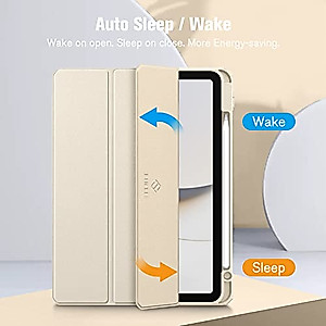 Fintie Hybrid Slim Case for iPad Air 5th Generation (2022) / iPad Air 4th Generation (2020) 10.9 Inch - [Built-in Pencil Holder] Shockproof Cover with Clear Transparent Back Shell, Starlight