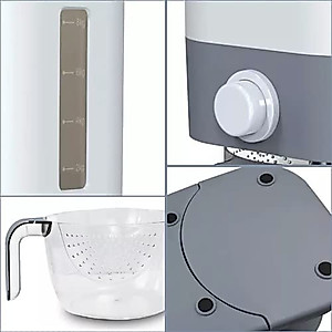 Sanujuan 20Lbs Rice Dispenser, Large Food Storage Container with Lid, Measuring Cup, 2-in-1 Spoon, Grains Cereal Container for Kitchen, Easy to install Pantry Organizer - White/Gray